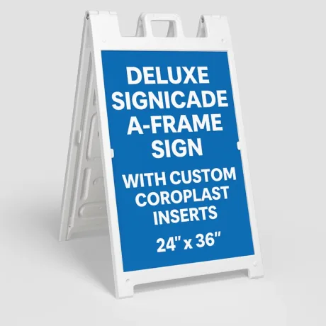 Deluxe Signicade A-Frame Sign with Custom Coroplast Inserts